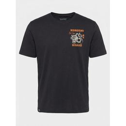 KOROSHI Crew cotton print-emb washed t-shirt in Schwarz | Gr.: L