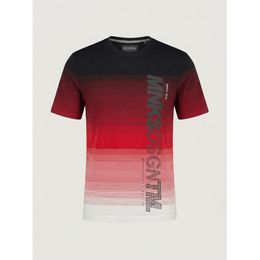 KOROSHI Crew baumwolle gestripte block t-shirt in rot | Gr.: XL