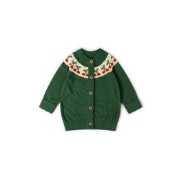 Little Green Radicals Kirschfarbener Cardigan in Gr&uuml;n | Gr.: 2-3 Jahre