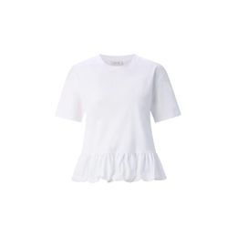 Rich & Royal Rich & Royal Mat Mix T-Shirt with Peplum in White | Gr.: S