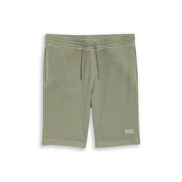 Tom Tailor Herren Shorts mit Waffelstruktur, gr&uuml;n, Uni, Gr. XXL