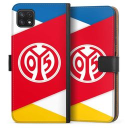 DeinDesign Galaxy A22 5G Handy Klapph&uuml;lle Handyh&uuml;lle aus Kunst Leder schwarz Flip Case Soccer Official Licensed Product 1. Fsv Mainz 05 E.V. Sideflip mit langer 