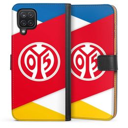 DeinDesign Galaxy A12 Handy Klapph&uuml;lle Handyh&uuml;lle aus Kunst Leder schwarz Flip Case Soccer Official Licensed Product 1. Fsv Mainz 05 E.V. Sideflip mit langer 
