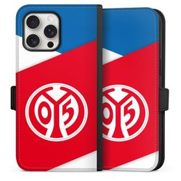 DeinDesign iPhone 15 Pro Max Handy Klapph&uuml;lle Handyh&uuml;lle aus Kunst Leder schwarz Flip Case 1. Fsv Mainz 05 E.V. Official Licensed Product Soccer Sideflip mit 