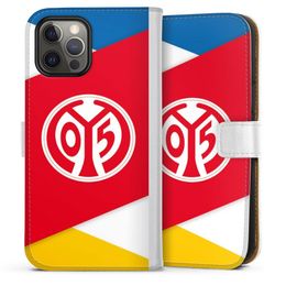DeinDesign iPhone 12 Pro Max Handy Klapph&uuml;lle Handyh&uuml;lle aus Kunst Leder wei&szlig; Flip Case Soccer Official Licensed Product 1. Fsv Mainz 05 E.V. Sideflip mit Lasche