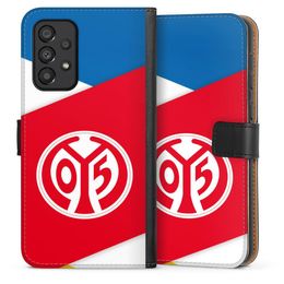DeinDesign Galaxy A33 5G Handy Klapph&uuml;lle Handyh&uuml;lle aus Kunst Leder schwarz Flip Case Soccer Official Licensed Product 1. Fsv Mainz 05 E.V. Sideflip mit langer 