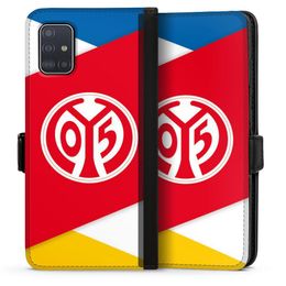 DeinDesign Galaxy A51 Handy Klapph&uuml;lle Handyh&uuml;lle aus Kunst Leder schwarz Flip Case 1. Fsv Mainz 05 E.V. Official Licensed Product Soccer Sideflip mit Lasche