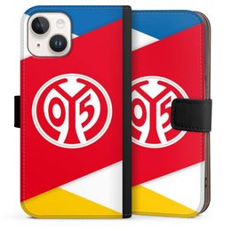 DeinDesign iPhone 14 Handy Klapph&uuml;lle Handyh&uuml;lle aus Kunst Leder schwarz Flip Case 1. Fsv Mainz 05 E.V. Official Licensed Product Soccer Sideflip mit Lasche