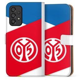 DeinDesign Galaxy A33 5G Handy Klapph&uuml;lle Handyh&uuml;lle aus Kunst Leder wei&szlig; Flip Case Soccer Official Licensed Product 1. Fsv Mainz 05 E.V. Sideflip mit Lasche