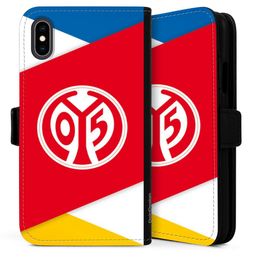 DeinDesign iPhone X Handy Klapph&uuml;lle Handyh&uuml;lle aus Kunst Leder schwarz Flip Case 1. Fsv Mainz 05 E.V. Official Licensed Product Soccer Sideflip mit langer 