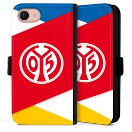 DeinDesign iPhone 16e Handy Klapph&uuml;lle Handyh&uuml;lle aus Kunst Leder schwarz Flip Case 1. Fsv Mainz 05 E.V. Official Licensed Product Soccer Sideflip mit Lasche