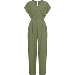 CLOUD 5IVE Damen Jumpsuit "CLOUD 5IVE Jumpsuit in Wickeloptik mit 2-Pockets"military gr&uuml;n, Gr. XL, unifarben, 100% Polyester, Overalls