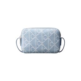 Calvin Klein Damen Mini Bag "EMBLEM AOP DENIM CAMERA BAG"denim jqd light wash, Baumwolle, Taschen, kleine Umh&auml;ngetasche, Tragetasche mit