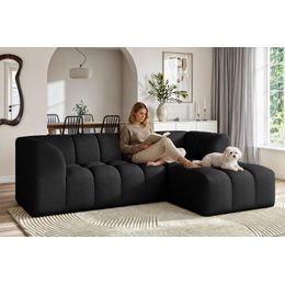 Ecksofa Home Affaire "TUURE L-Form, Verl&auml;ssliche Qualit&auml;t, moderne Steppung, Breite 255cm", schwarz, B:255cm H:81cm T:177cm, 100% Polyester, Sofas, Ecksofa, Bubble Optik, moderne Steppung, hoher Sitzkomfort, Wellenunterfederung