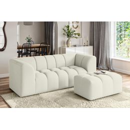 3-Sitzer Home Affaire "TUURE Verl&auml;ssliche Qualit&auml;t, moderne Steppung, Breite 227cm", beige (creme), B:227cm H:81cm T:94cm, 100% Polyester, Sofas, Bubble Optik, hoher Sitzkomfort, Wellenunterfederung