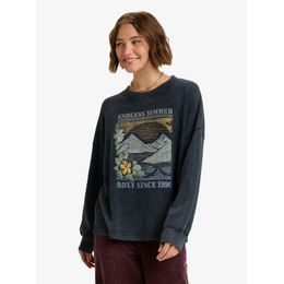 Sweatshirt Roxy "EASTSIDE MIDWEIGHT", Damen, Gr. S (36), grau (anthrazit), Obermaterial: 60% Baumwolle, 40% Polyester, Rundhals, Sweatshirts Sweatshirt