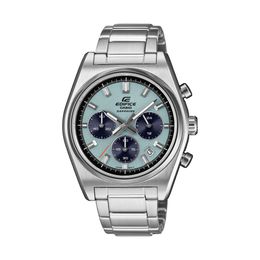 CASIO EDIFICE Herren Chronographedelstahlfarben, hellblau, Armbanduhren, Quarzuhr, Armbanduhr, Herrenuhr, Edelstahlarmband, analog, Tag