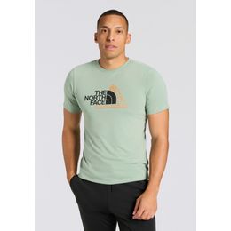 T-Shirt The North Face "M MOUNTAIN FOUNDATION SS TEE-GRAPHIC", Herren, Gr. L, slate moss, Obermaterial: 100% Polyester, Shirts T-Shirt, sportlicher Stil, kurze &Auml;rmel, schnelltrocknendes Material