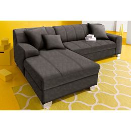 Ecksofa DOMO collection "Turah incl. Zierkissen, moderne Steppung, auch in Leder", grau (anthrazit), B:239cm H:75cm T:82cm, Sofas, Ecksofa, mit Bettfunktion, Schlafsofa, B/T: 239/152 cm, Unser Dauertiefpreis, Topseller