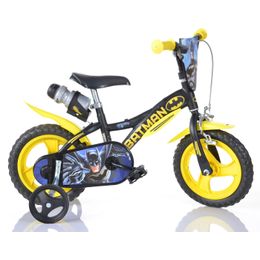 Kinderfahrrad DINO "Batman 12 Zoll" Gr. 21, schwarz, Fahrr&auml;der, Kinder, 21cm, 12 Zoll (30,48cm), mit St&uuml;tzr&auml;dern, Trinkflasche und Frontschild