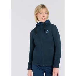 CMP Damen Strickfleecejackeblau ink, Gr. 36, Obermaterial: 100% Polyester, Jacken, f&uuml;r Outdoor-Aktivit&auml;ten, mit fester Kapuze, atmungsaktiv