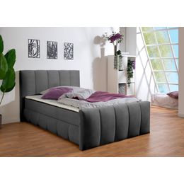Boxbett Home Affaire "Hanelore inkl. Bettkasten und Topper", anthrazit, B:152cm L:220cm, Komplettbetten, Boxbett mit Bettkasten und Fu&szlig;teil, inkl. Topper