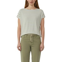 Kurzarmshirt s.Oliver, Damen, Gr. 42, khaki stripe, Jersey, Obermaterial: 95% Viskose, 5% Elasthan, gestreift, normal h&uuml;ftbedeckend, Rundhals, abgesteppte Kante, Shirts, Sommershirt mit grafischem Muster