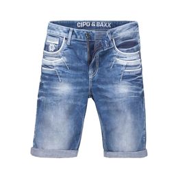 Cipo & Baxx Jeansbermudas CIPO & BAXX, Herren, Gr. 36, N-Gr, blau, Denim/Jeans, Obermaterial: 98% Baumwolle, 2% Elasthan, Abriebeffekte, slim fit kniebedeckend, Jeans, in Denim und mit markanten Taschen