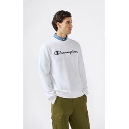 Kapuzensweatshirt Champion "BASICS Fleece Crewneck Sweatshirt Large Logo", Herren, Gr. L (52/54), wht, ns, Obermaterial: 55% Baumwolle, 45% Polyester, Sweatshirts