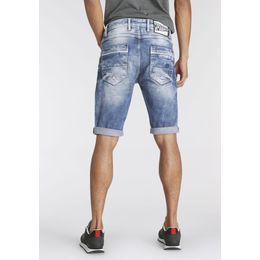 Cipo & Baxx Jeansbermudas CIPO & BAXX, Herren, Gr. 33, N-Gr, blau, Denim/Jeans, Obermaterial: 98% Baumwolle, 2% Elasthan, Abriebeffekte, slim fit kniebedeckend, Jeans, in Denim und mit markanten Taschen