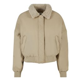 Winterjacke Urban Classics "Urban Classics Damen Ladies Pilot Bomber Jacket", Damen, Gr. 5XL, wetsand, sand, 100% Polyamid, unifarben, oversize, amerikanischer Ausschnitt, Jacken Winterjacke