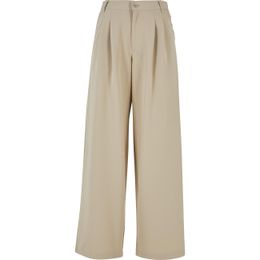 Urban Classics Damen Stoffhose "Urban Classics Damen Ladies Ultra Wide Pleat-Front Pants"wetsand, Gr. 29, unifarben, 62% Viskose, 34% Polyester, 4%