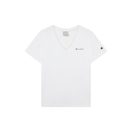 Champion Damen T-Shirt "ICONS CONTRAST V-Neck T-Shirt", wei&szlig;, Gr. S, Obermaterial: 100% Baumwolle, Shirts, sportlicher Stil, mit Rundhalsausschnitt,