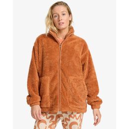 Fleecejacke Billabong "BRING THE SUN", Damen, Gr. S (36), sunburnt, Obermaterial: 100% Polyester, Jacken Fleecejacke, sportlicher Stil, aus Polyester, mit Rollkragen und Rei&szlig;verschluss