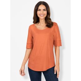 T-Shirt Inspirationen "Shirt", Damen, Gr. 46, orange (papaya), 95% Viskose, 5% Elasthan, unifarben, Rundhals, Shirts T-Shirt, Topseller