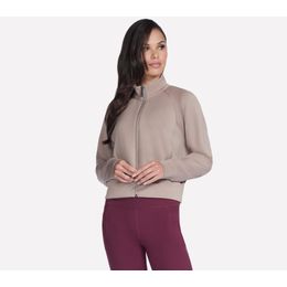 Trainingsjacke Skechers "SKECHLUXE ELEVATE JACKET", Damen, Gr. M (38/40), desert, Obermaterial: 53% Viskose, 39% Polyester, 8% Elasthan, Jacken Trainingsjacke, sportlicher Stil