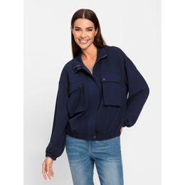 Shirtjacke Heine "Jersey-Jacke", Damen, Gr. 36, blau (marine), 50% Modal, 44% Polyester, 6% Elasthan, unifarben, Shirts Shirtjacke