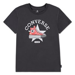 T-Shirt Converse "CNVG SNEAKER GRAPHIC T-SHIRT", Kinder, Gr. 152/158 (XL), schwarz matter, Obermaterial: 60% Baumwolle, 40% Polyester, Rundhals, Shirts T-Shirt, f&uuml;r Kinder und Jugendliche, f&uuml;r sportliche Aktivit&auml;ten, Kurzarm