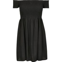 Shirtkleid Urban Classics "Urban Classics Damen Ladies Smoked Off Shoulder Dress", Damen, Gr. S, US-Gr&ouml;&szlig;en, schwarz, 100% Viskose, unifarben, normal, Carmenausschnitt, Kleider Shirtkleid