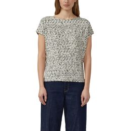 Kurzarmshirt s.Oliver, Damen, Gr. 42, grau aop, Jersey, Obermaterial: 95% Viskose, 5% Elasthan, gemustert, normal h&uuml;ftbedeckend, Rundhals, abgesteppte Kante, Shirts, Sommershirt mit grafischem Muster
