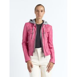 Lederjacke Maze "Mico", Damen, Gr. L, pink, Obermaterial: 100% Lammleder. Innenfutter: 100% Polyester. Kapuze: 55% Baumwolle, 45% Polyester, Jacken
