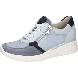 Waldl&auml;ufer Keilsneaker WALDL&Auml;UFER "H-CARLA Soft", Damen, Gr. 4,5 (37,5), hellblau, jeansblau, Croslite&trade;, Nappaleder, Nubukleder, Textil, Veloursleder, mehrfarbig, Schuhe, Schn&uuml;rschuh, Halbschuh, Freizeitschuh mit Kontrastbesatz