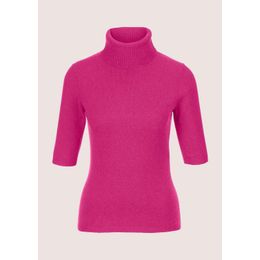 Madeleine Mode Longpullover MADELEINE "Kaschmirpullover Luxuri&ouml;ser Strickpullover mit Rollkragen", Damen, Gr. 34, pink (magenta), Obermaterial: 100% Kaschmir WS., Modern, normal, Pullover Longpullover, Kaschmirpullover mit Halbarm