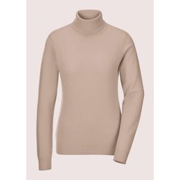 Madeleine Mode Longpullover MADELEINE "Kaschmirpullover Zeitloser Strickpullover mit geripptem Rollkragen", Damen, Gr. 48, beige, Obermaterial: 100% Kaschmir WS., Modern, Pullover Longpullover, Kaschmirpullover mit Rollkragen, Langarm