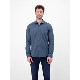 Langarmhemd Lerros "Jerseyhemd mit 2-Knopf-Manschette und Kentkragen", Herren, Gr. XXL, Normalgr&ouml;&szlig;en, classic navy, 100% Baumwolle, Hemden