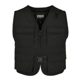 Jerseyweste Urban Classics "Urban Classics Damen Ladies Short Tactical Vest", Herren, Gr. 5XL, schwarz, 100% Polyamid, Westen