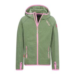Fleecejacke Trollkids "GIRLS SANDEFJORD JACKET", M&auml;dchen, Gr. 116, pistachio gr&uuml;n, wild rose, Obermaterial: 100% Polyester, Jacken Fleecejacke
