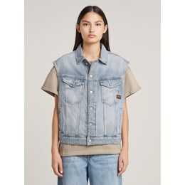 G-Star Raw Softshellweste G-STAR "Relaxed Denim Vest", Damen, Gr. L, vintage platinum blau, Obermaterial: 100% Baumwolle, Westen