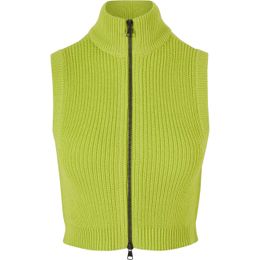 Steppweste Urban Classics "Urban Classics Damen Ladies Short Knit Vest", Damen, Gr. L, frozengelb, 50% Polyacryl, 50% Baumwolle, Westen Steppweste