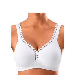 Soft-BH Petite Fleur, Damen, Gr. 100, Cup B, schwarz (schwarz, wei&szlig;), Jersey, Obermaterial: 80% Baumwolle, 15% Viskose, 5% Elasthan, BHs Soft-BH, ohne B&uuml;gel, mit dekorativer Zierkante